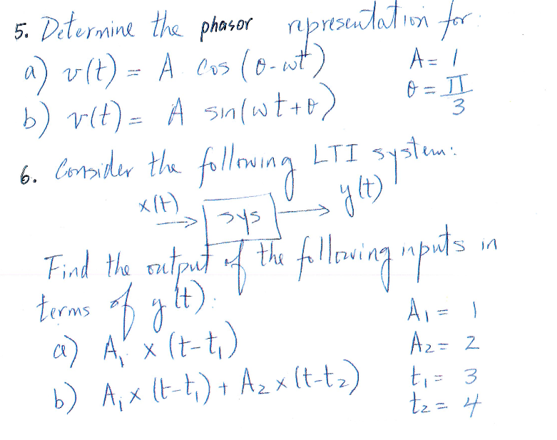 Solved Determine the phasor representation for: a) v(t) = A | Chegg.com