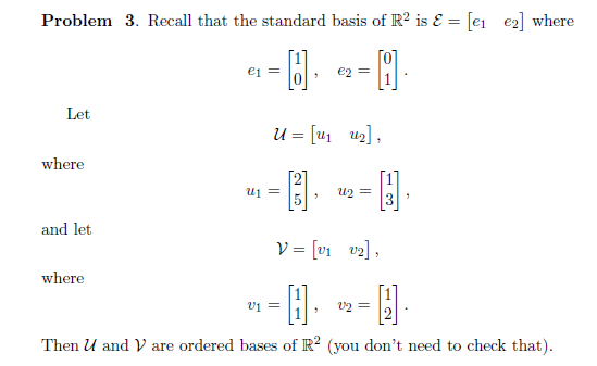 Solved C. Let w 2 R^2 be the vector such that [w]u =?? | Chegg.com