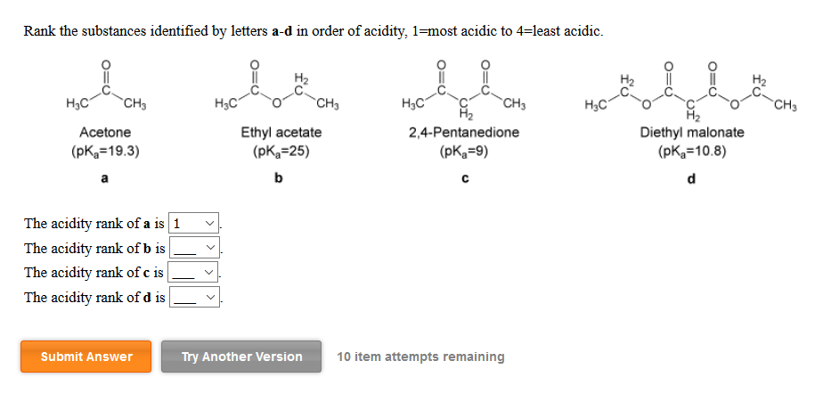 Solved Rank the substances identified by letters a-d in | Chegg.com