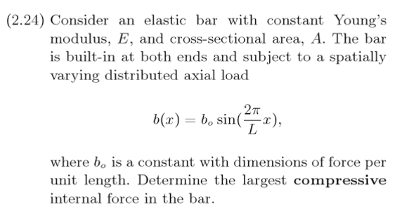 Solved Consider an elastic bar with constant Young's | Chegg.com Solved Consider an elastic bar with constant Young's | Chegg.com