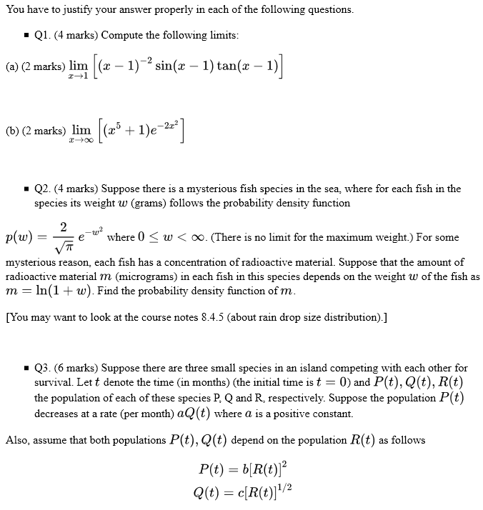 Solved You have to justify your answer properly in each of | Chegg.com