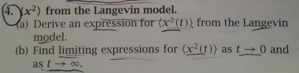 (x^2) from the Langevin model. Derive an expression | Chegg.com