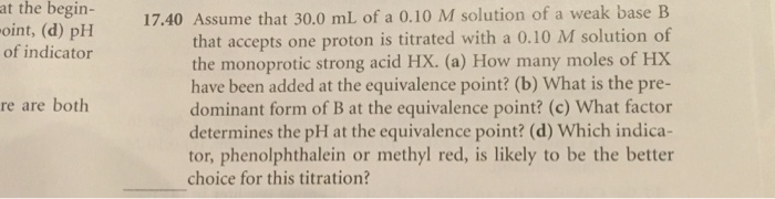Solved Assume that 30.0 mL of a 0.10 M solution of a weak | Chegg.com