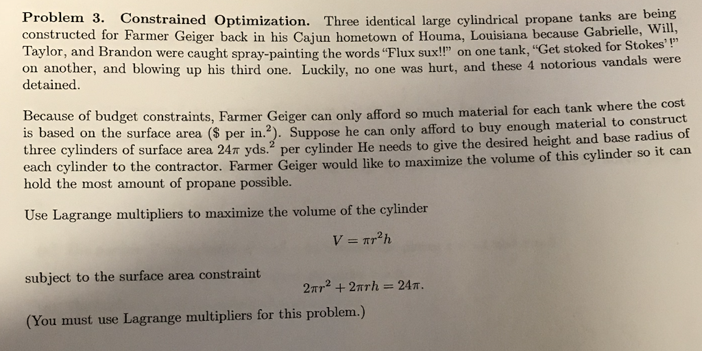 Solved Problem 3. Constrained Optimization. Three identical | Chegg.com