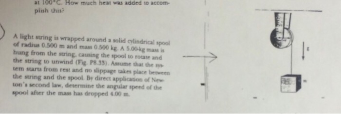 Solved A light string is wrapped around a solid cylindrical | Chegg.com