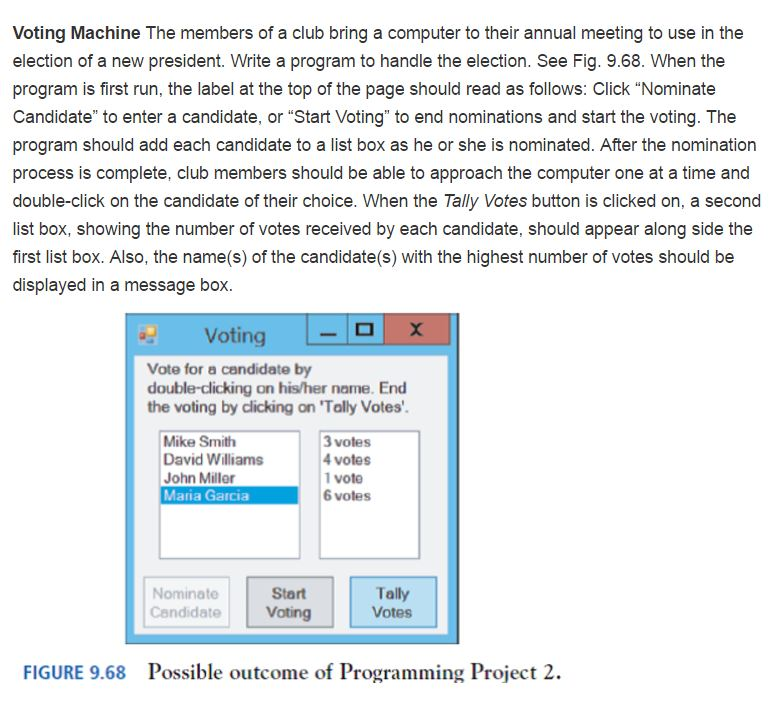 Solved Voting Machine The members of a club bring a computer | Chegg.com