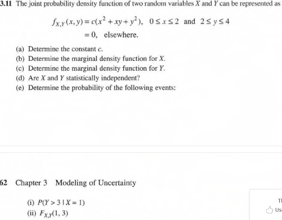 Solved The joint probability density function of two random | Chegg.com