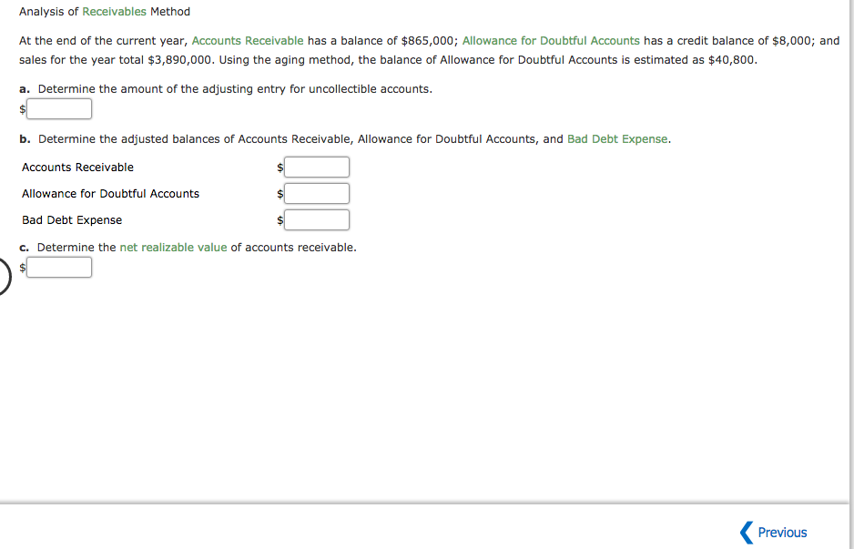 Solved Analysis of Receivables Method At the end of the | Chegg.com