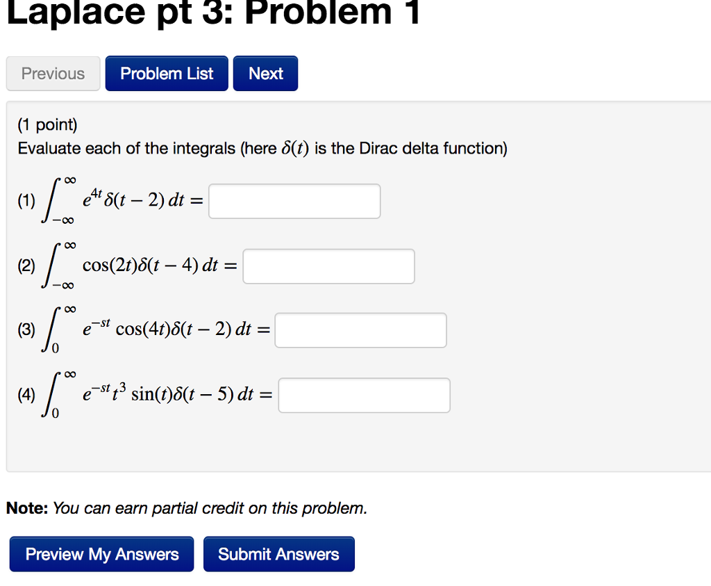 Solved Laplace pt 3: Problem1 Previous Problem List Next (1 | Chegg.com