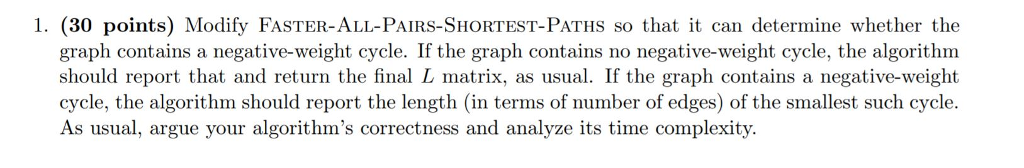 1 30 Points Modify Faster All Pairs Shortest Paths 