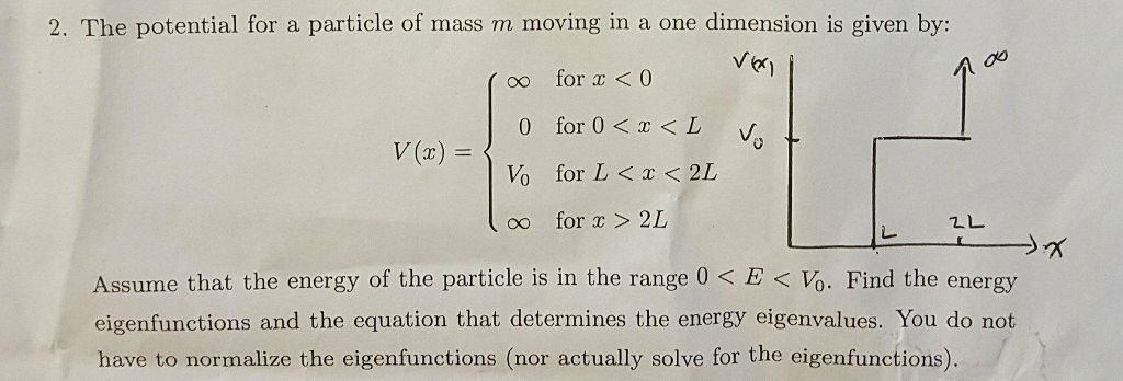 Solved 2. The potential for a particle of mass m moving in a | Chegg.com