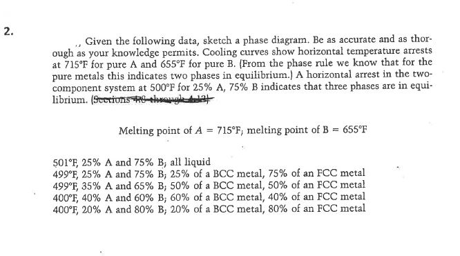Solved 2. ., Given the following data, sketch a phase | Chegg.com
