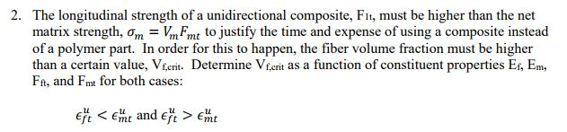 Solved 2. The longitudinal strength of a unidirectional | Chegg.com