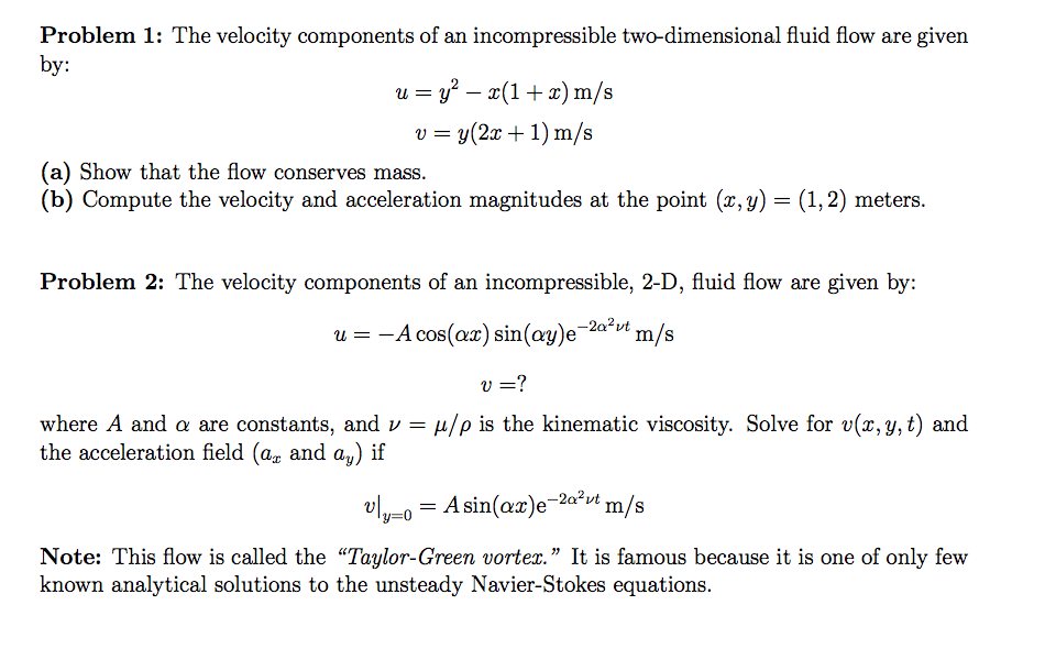 The velocity components of an incompressible | Chegg.com
