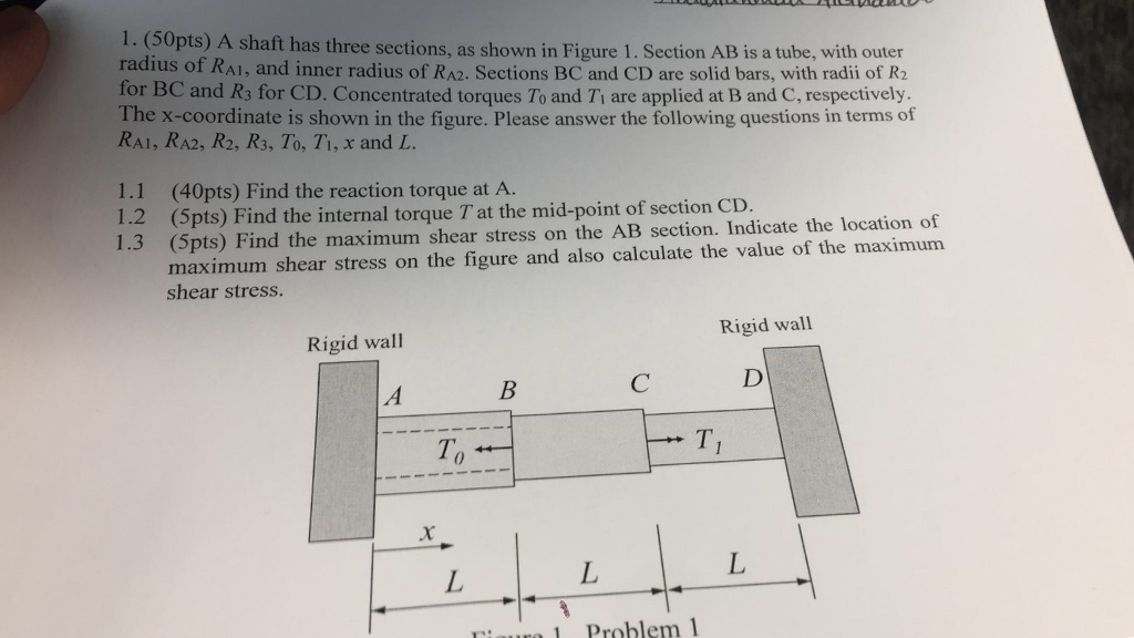 Solved 1. (50pts) A shaft has three sections, as shown in | Chegg.com