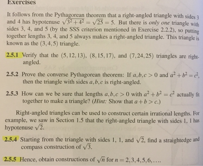 Solved It follows from the Pythagorean theorem that a | Chegg.com