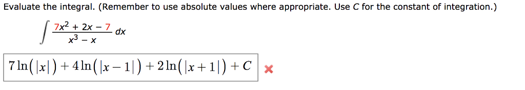 Solved Evaluate the integral. (Remember to use absolute | Chegg.com
