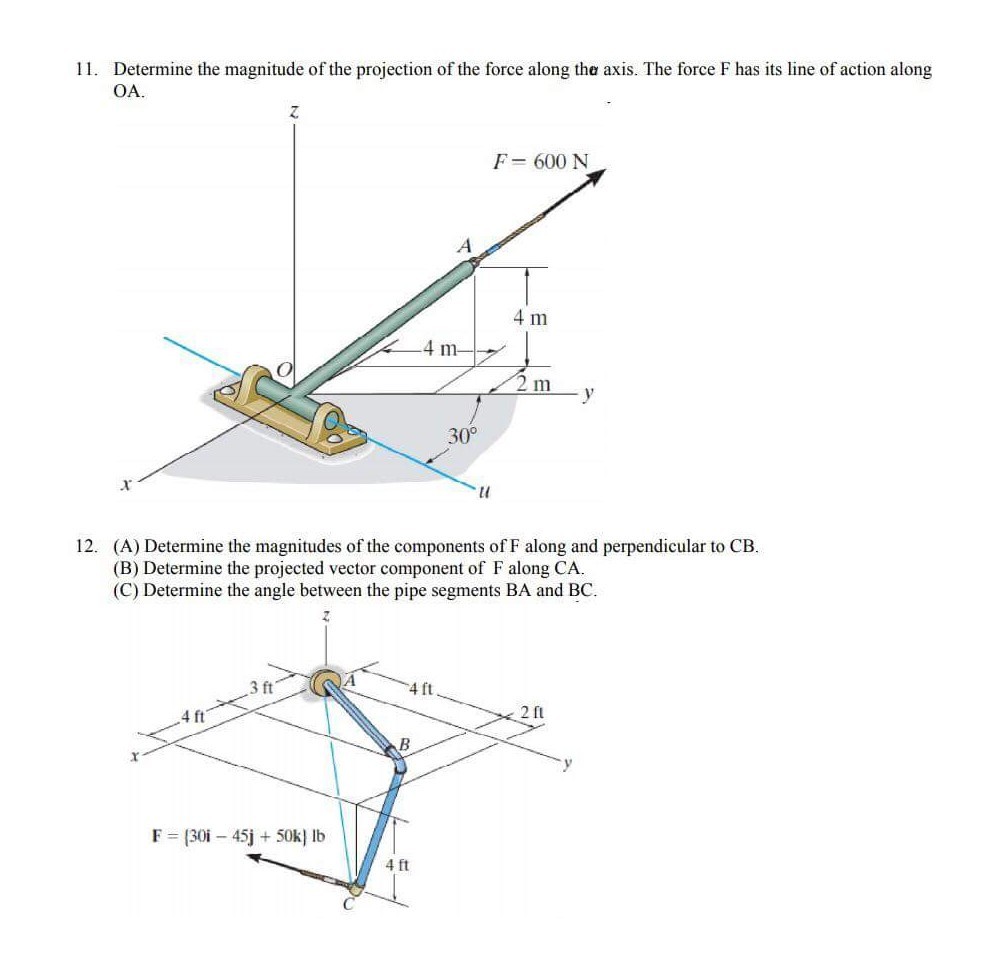 Solved 11 Determine The Magnitude Of The Projection Of The