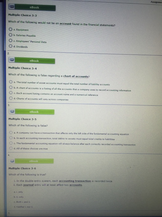 Solved eBook Multiple Choice 3-3 Which of the following | Chegg.com