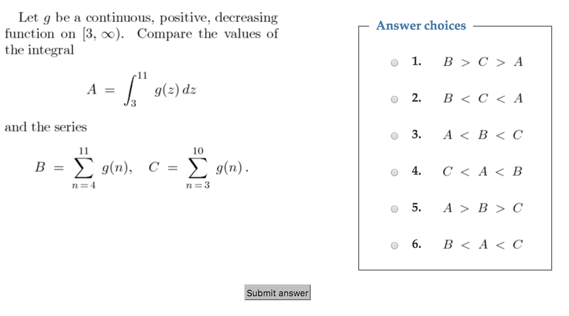Solved Let g he a continuous, positive, decreasing function | Chegg.com