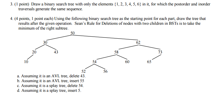 Solved 3. (1 point) Draw a binary search tree with only the | Chegg.com