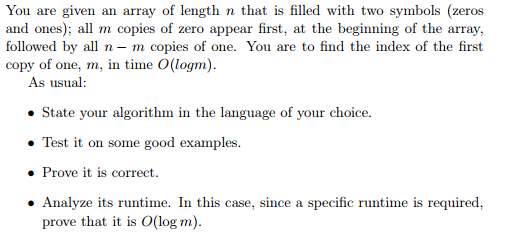 Solved You are given an array of length n that is filled | Chegg.com