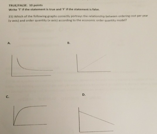Solved TRUE/FALSE. 10 points Write ㅜ if the statement is | Chegg.com