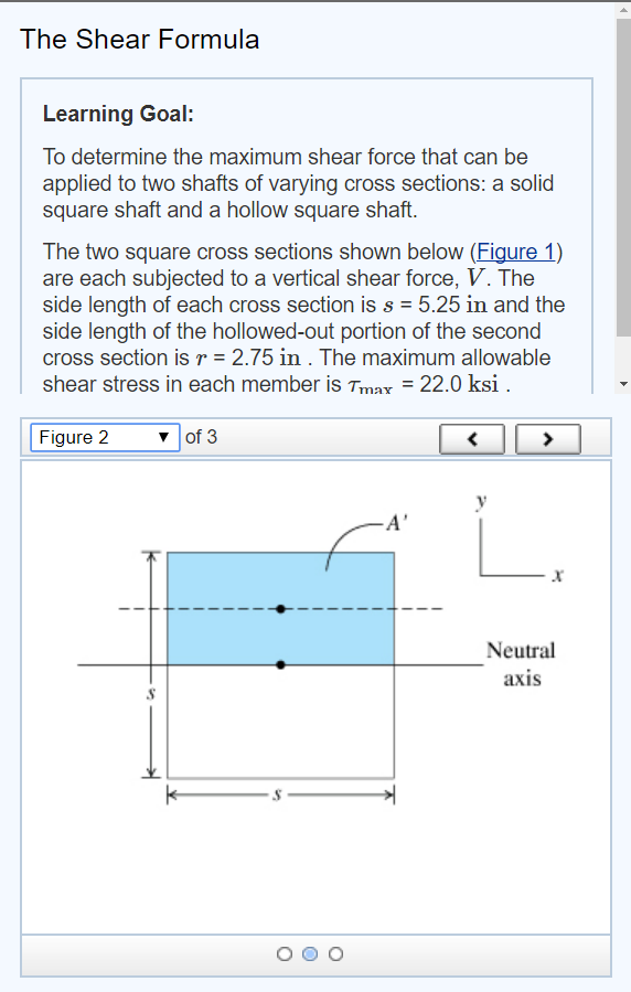 Solved The Shear Formula a previous | 2 of 12 | next art | Chegg.com