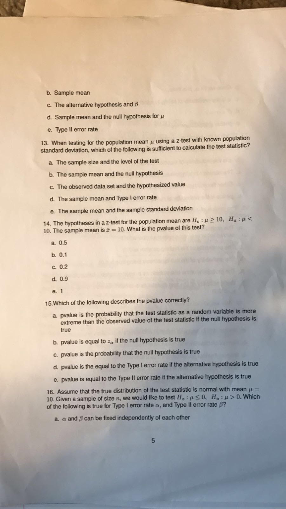 Solved When testing for the population mean mu using an | Chegg.com