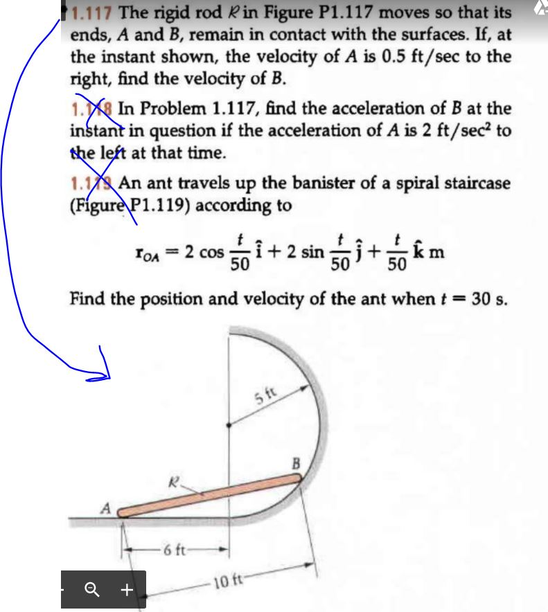 Solved The rigid rod R in Figure P1.117 moves so that its | Chegg.com