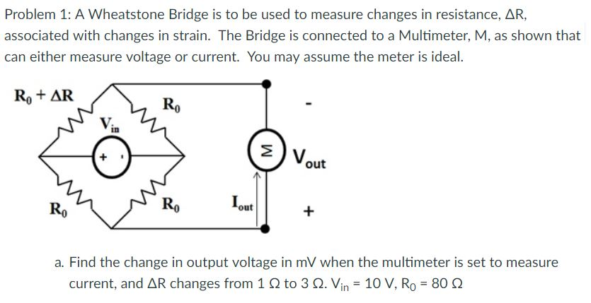 Solved Problem 1: A Wheatstone Bridge is to be used to | Chegg.com