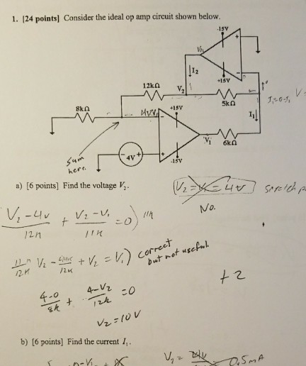 Solved 1. 124 points] Consider the ideal op amp circuit | Chegg.com