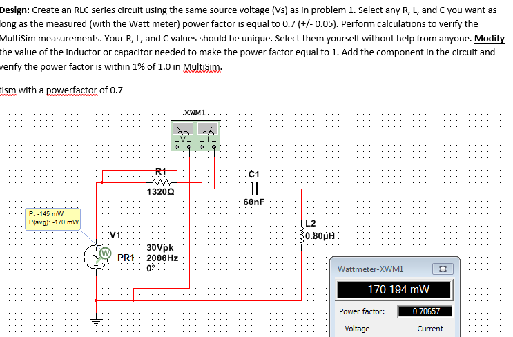 Solved Create an RLC series circuit using the same source | Chegg.com