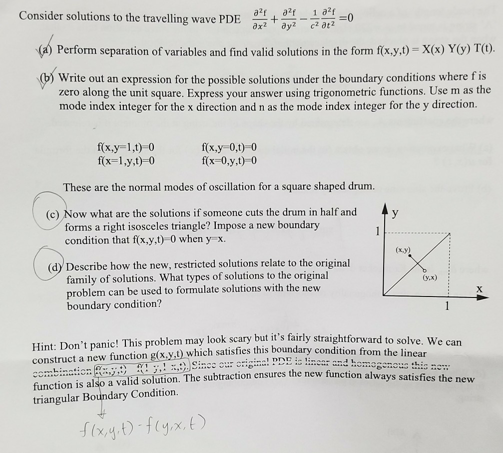 Solved Consider solutions to the travelling wave PDE a22 + | Chegg.com