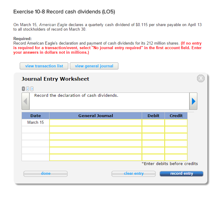 Solved On March 15, American Eagle declares a quarterly cash | Chegg.com