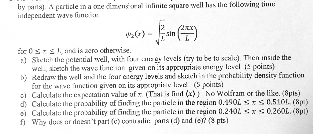 Solved by parts). A particle in a one dimensional infinite | Chegg.com