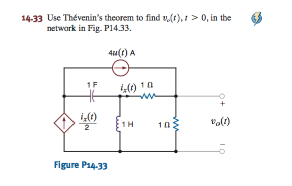 Solved Use Thevenin's theorem to find v_0(t), t > 0, in the | Chegg.com