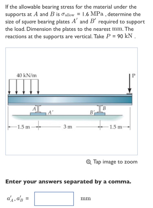Solved If the allowable bearing stress for the material | Chegg.com