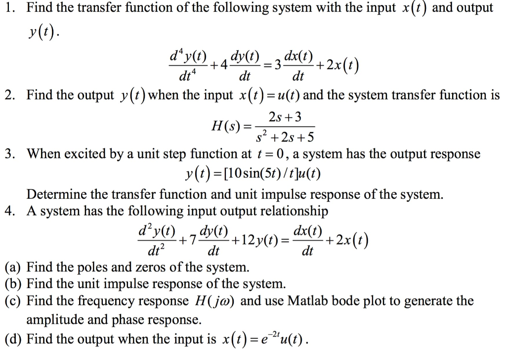 Solved 1. Find the transfer function of the following system | Chegg.com