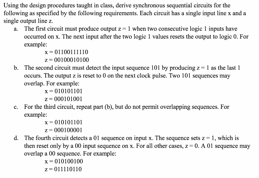 Solved Using the design procedures taught in class, derive | Chegg.com