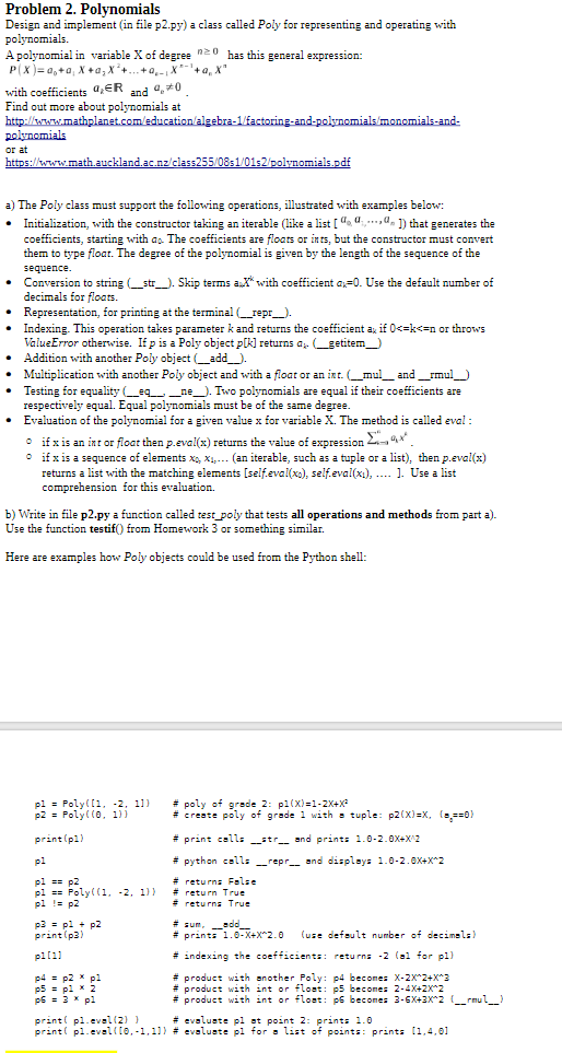 Solved Problem 2 Polynomials Design And Implement In File 
