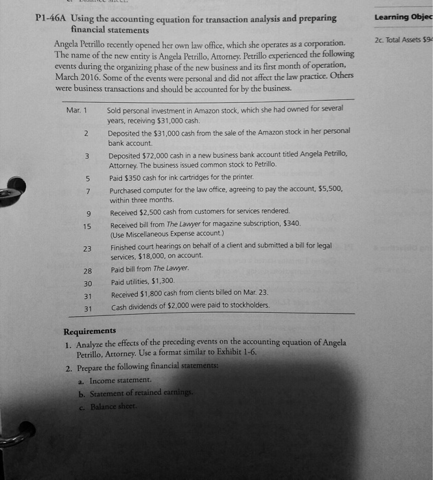 Solved Using the accounting equation for transaction | Chegg.com