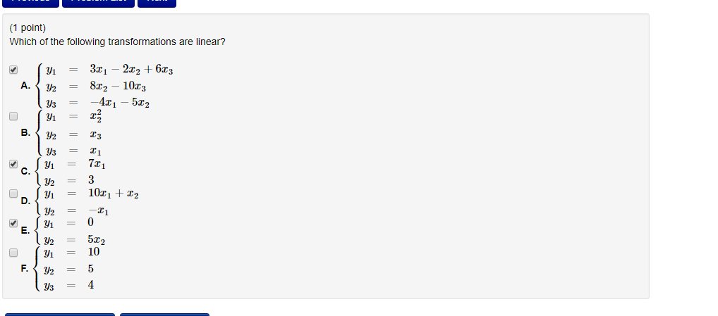 Solved (1 point) Which of the following transformations are | Chegg.com