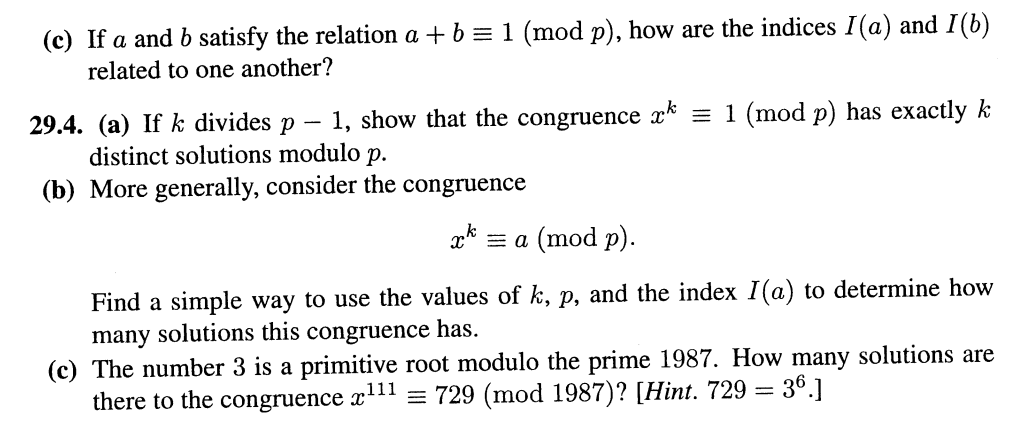 29.2. (a) Create a table of indices modulo 17 using | Chegg.com
