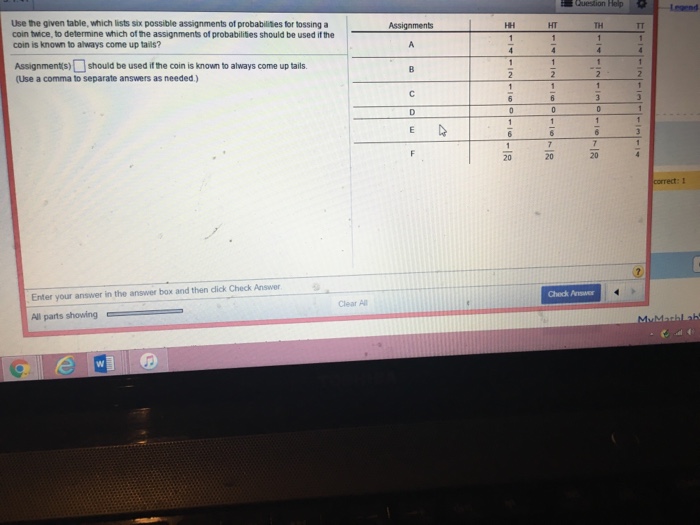 Solved Use the given table, which lists six possible | Chegg.com