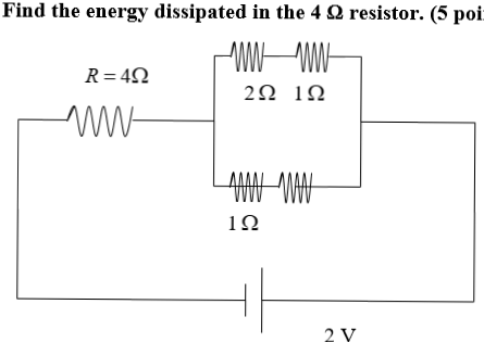 Solved Find the energy dissipated in the 4 ohm resistor. | Chegg.com