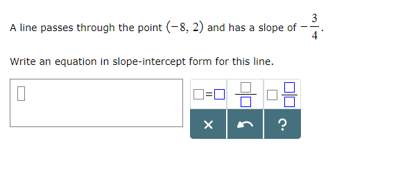 Solved A line passes through the point (-8, 2) and has a | Chegg.com