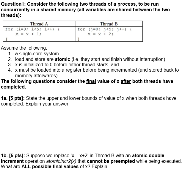 Solved Consider the following two threads of a process, to | Chegg.com