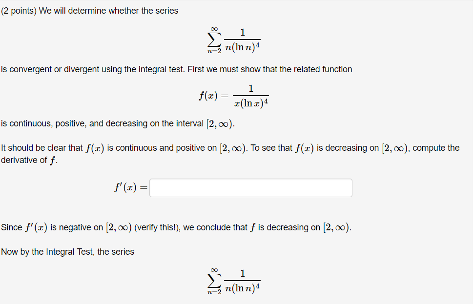 Solved (2 points) We will determine whether the series n-2 | Chegg.com