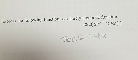 Solved Express the following function as a purely algebraic | Chegg.com